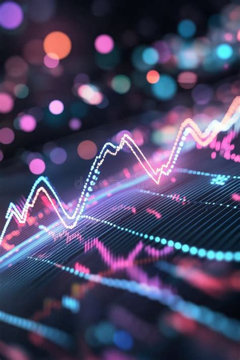 Colorful Digital Visualization Of Fluctuating Graphs And Data Points In