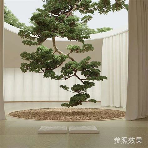 新中式悬挂仿真植物迎客松树大型绿植装置餐桌过道端景茶室售楼处虎窝淘
