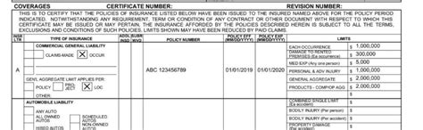 How To Read A Certificate Of Insurance Part I General Liability