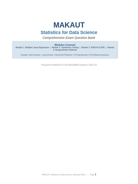 Makaut Statistics Questionbank Pdf Linear Regression Students T Test