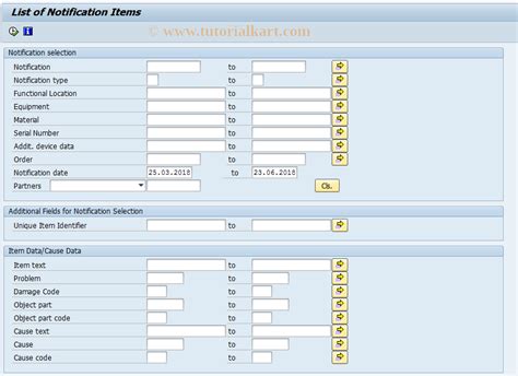 IW SAP Tcode Change Notification Items