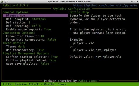 PyRadio Cli Internet Radio Player Page Applications And GUI Mabox Linux Forum