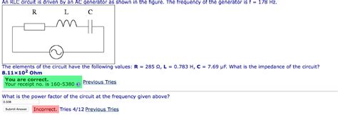 solved an rlc circuit is driven by an ac generator as shown