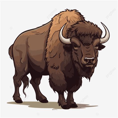 Bison Clipart Cartoon Bison Is Standing On A White Background Vector