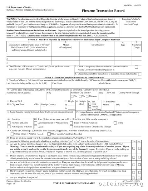 Blank Atf 4473 Form ≡ Safeinet