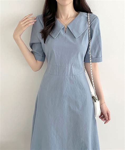 에슈오 면 린넨 카라 브이넥 여름 반팔 뒷리본 플레어 롱원피스 반소매 하객룩 오피스룩 하객원피스 출퇴근룩 데이트룩 하객룩원피스 나들이룩 소개팅룩 모임룩