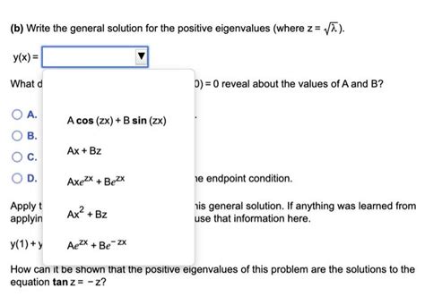 Solved Consider The Following Eigenvalue Problem For Which