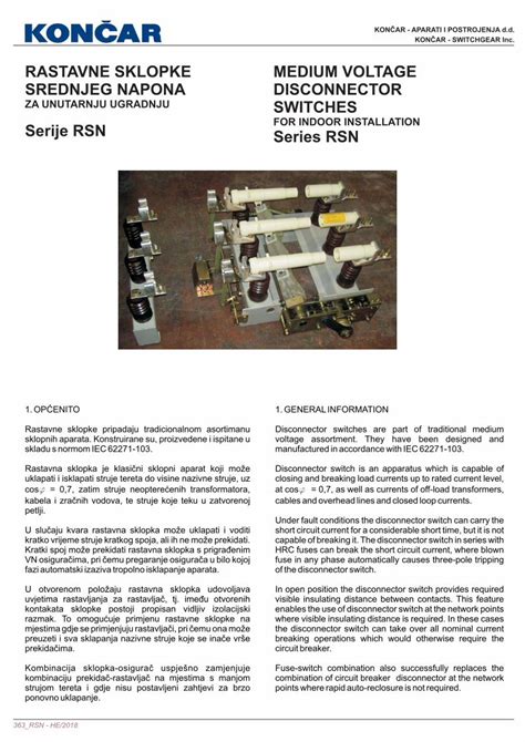 pdf rastavne sklopke medium voltage srednjeg napona · kratki spoj