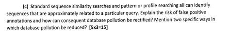Solved C Standard Sequence Similarity Searches And Pattern