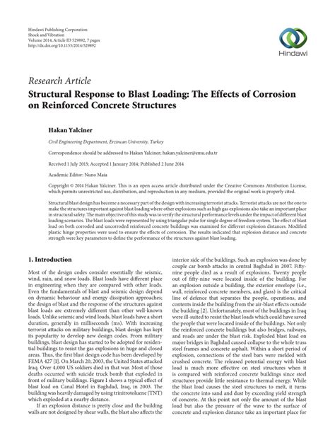 Pdf Structural Response To Blast Loading The Effects Of Corrosion On Reinforced Concrete