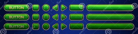 Green Ui Vector Button Animation For Game Interface Stock Vector