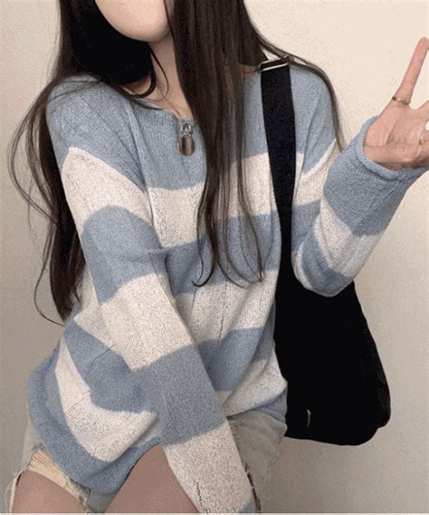 [살안타템 장마템] 오버핏 단가라 여름 니트 5color 에이블리