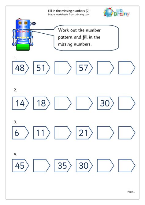 fill in the missing numbers 2 number and place value by