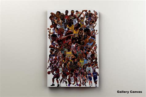 Nba Legends Collage Canvas Basketball Wall Art Nba Stars Poster