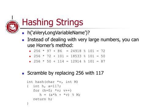 Ppt Efficient Symbol Table Using Hashing Practical Implementations