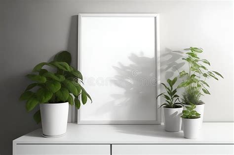 Rectangular Vertical Frame Mockup In Scandi Style Interior Generative Ai Stock Illustration