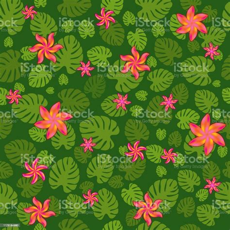 현대 벡터 열 대 오아시스와 추상 패턴입니다 여름 꽃 배경 밝은 꽃과 야 자 나뭇잎 여름 휴가 배경 자연 섬유 인쇄에 대 한 간단한 꽃 벡터 패턴입니다 0명에 대한 스톡