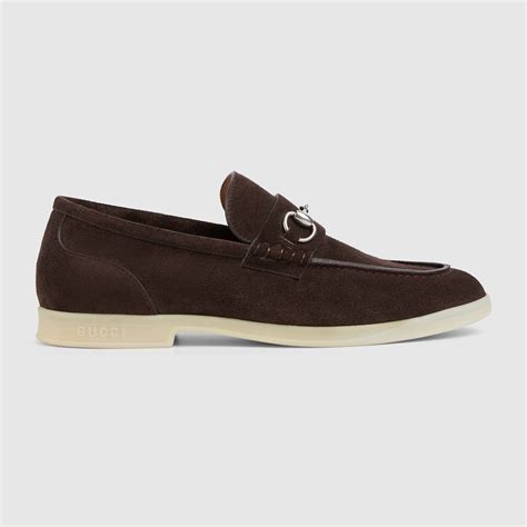 Mens Loafer With Horsebit In Dark Brown Suede Gucci® Uk