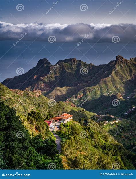 Aerial View Of Mountain Range Green Valley Of Anaga Rural Park