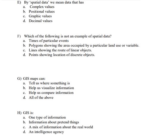 Solved E By Spatial Data We Mean Data That Has A Complex Chegg