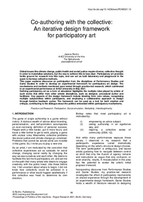 Pdf Co Authoring With The Collective An Iterative Design Framework For Participatory Art
