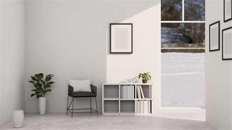 안락 의자 낮은 책 캐비닛 실내 식물이있는 현대적인 최소한의 흰색 거실 인테리어 0명에 대한 스톡 사진 및 기타 이미지 0명 3차원 형태 가구 Istock