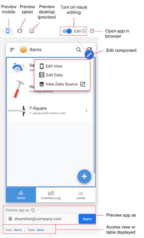 explore the app preview appsheet help