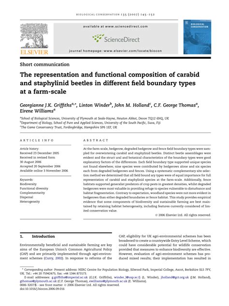 Pdf The Representation And Functional Composition Of Carabid And