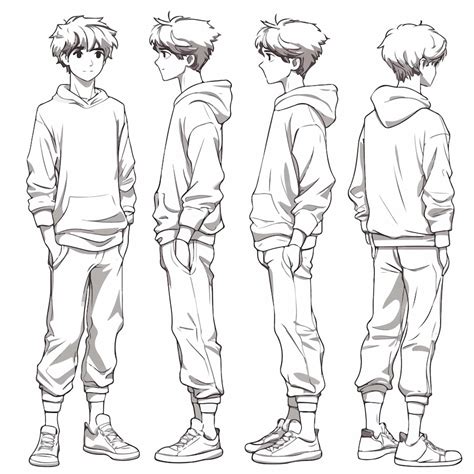 Stepbystep Drawing Process Of Young Man In Anime Style Character