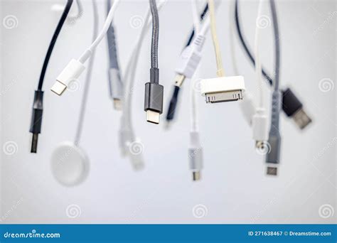 Old 30pin Connectors Usb And Lightning Cables Adapter Chaos And New Interfaces Stock Image