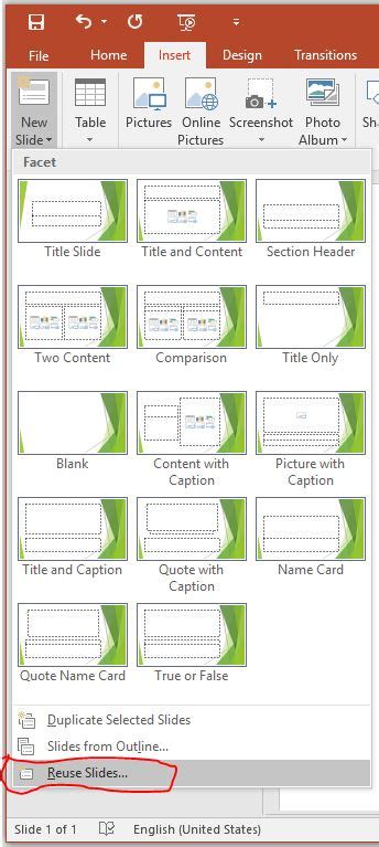 how to reuse slides from an existing powerpoint file