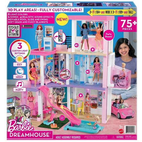 Mattel Barbie Дом Мечты трехэтажный с мебелью, лужайкой и бассейном ...