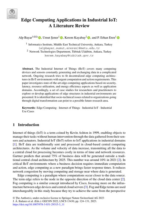 Pdf Edge Computing Applications In Industrial Iot A Literature Review