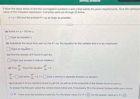 Solved Follow The Steps Below To Find The Nonnegative Chegg Com