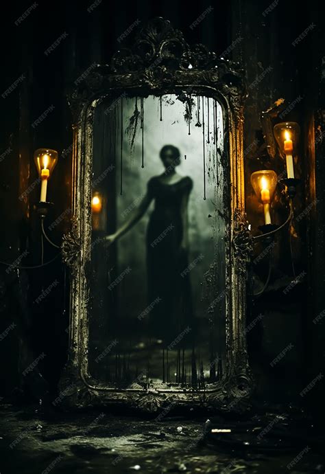 Premium Ai Image Spelled Horror Vintage Classic Mirror Haunted Mirror