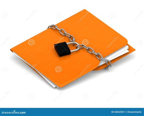 Yellow Folder With Chain And Lock Data Security Concept Stock Illustration Illustration Of