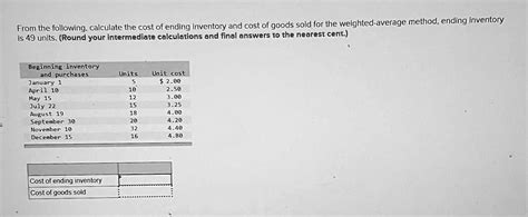 From The Following Calculate The Cost Of Ending Inventory And Cost Of