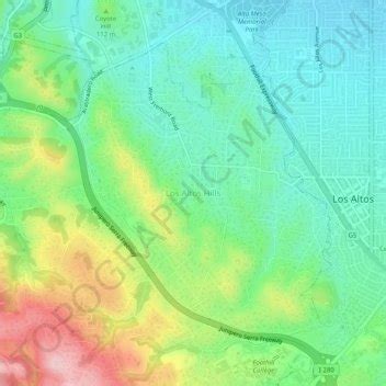 Los Altos Hills Topographic Map Elevation Terrain