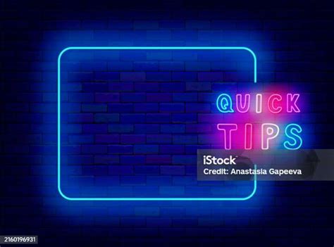 빠른 팁 네온 전단지 솔루션 및 제안 배너를 생각하고 배우십시오 빈 파란색 프레임 벡터 스톡 일러스트 개념에 대한 스톡 벡터 아트 및 기타 이미지 Istock