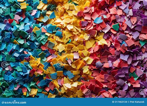 Vibrant Pile Of Recycled Plastic Flakes Demonstrating Sustainability