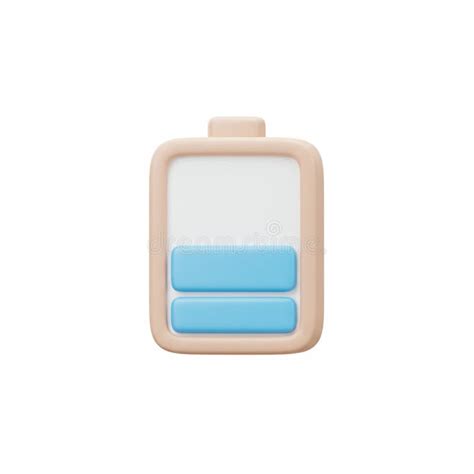 Beige Battery Icon Half Charged Modern 3d Design Element Ui Ux App Blue Power Level Energy