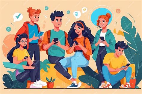 Premium Photo Gen Z Communication Flat Concept Vector Illustration Young People With