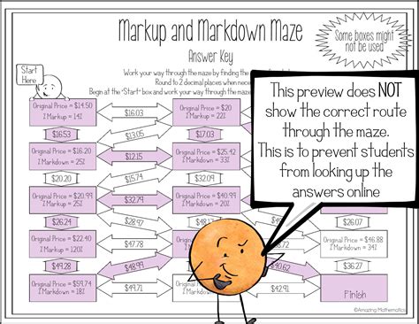 Percent Markup And Markdown Worksheet Maze Activity Math Activities