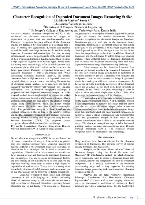 Pdf Character Recognition Of Degraded Document Images Removing Strike
