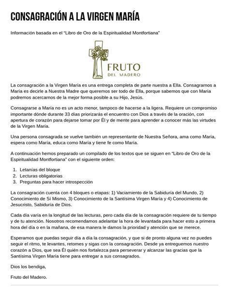 Consagración A La Virgen María Pdf María Madre De Jesús Cristo