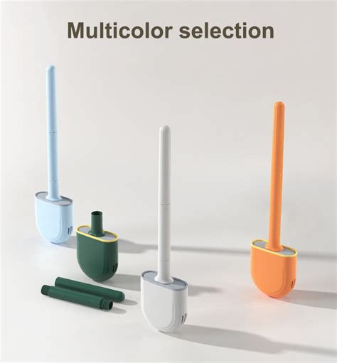 Тоалетна четка с държач Комплект черна силиконова четка за почистване на тоалетна с дълга дръжка