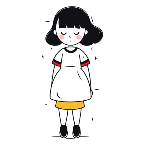 색 바탕 에 학교 유니폼 을 입은 귀여운 어린 소녀 프리미엄 벡터