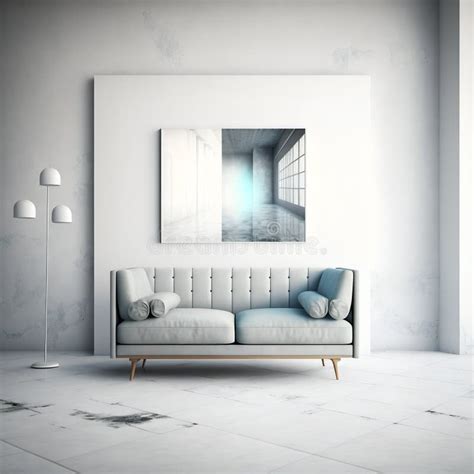 Scandinavian Light Sofa Illustration Modern Lounge Stock Illustration