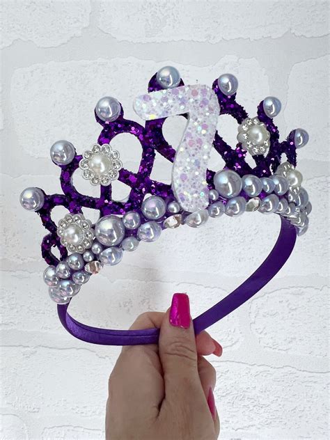 Birthday Tiara Crown Purple And White Princess Birthday Crown Tiara