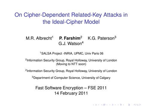 Pdf On Cipher Dependent Related Key Attacks In The Ideal Cipher Model